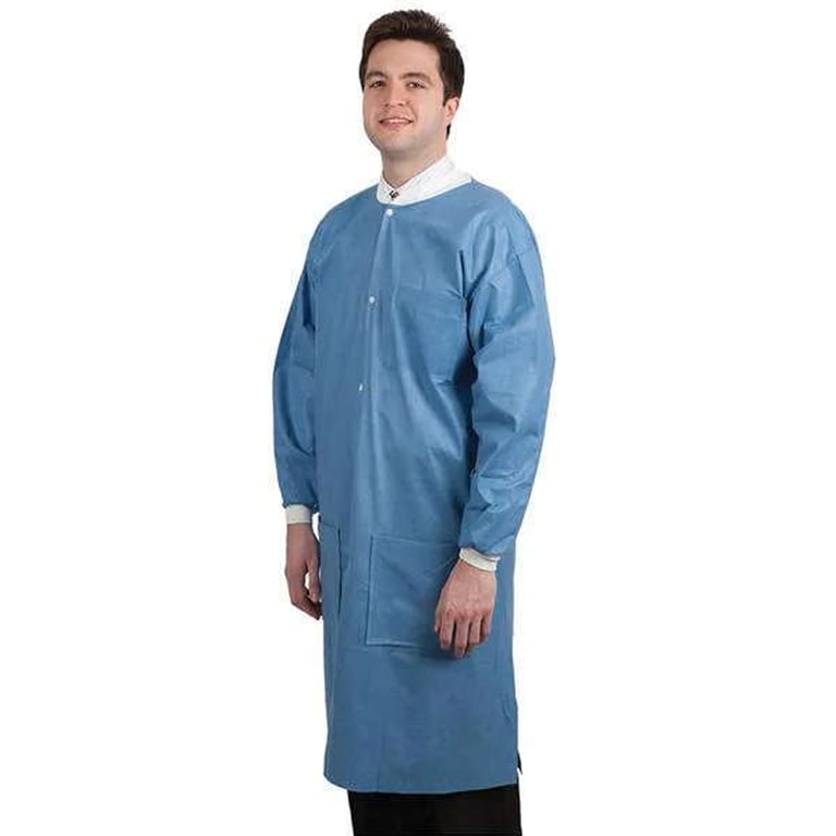 MARK3 Lab Jacket, Knee Length, Blue, SMS 45 GSM, Large, 10/Pk | Net32
