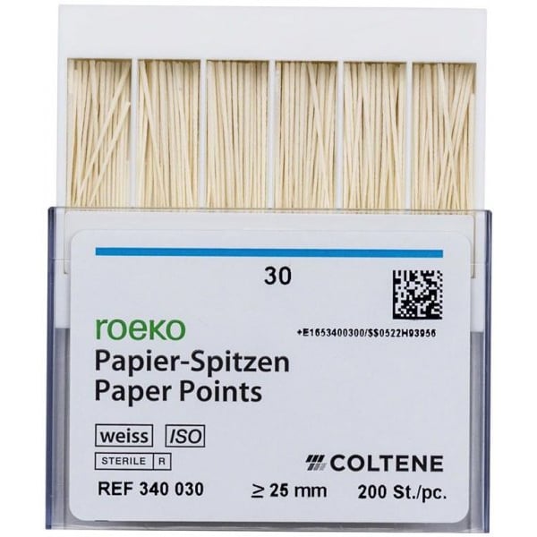 Roeko #30 Absorbent Paper Points - 200/Box, EXPORT PACKAGE. White ...