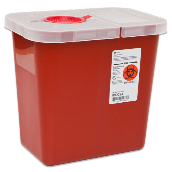 Kendall Sharps Container Red 2 Gal Ea. With Clear Hinged Lid, Single ...