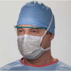 Laser Fog-Free Surgical Mask - Silver, Pleat-Style with Ties, Foam Band ...