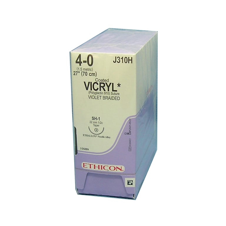 Ethicon Vicryl 4/0, 27" coated vicryl violet braided absorbable suture | Net32