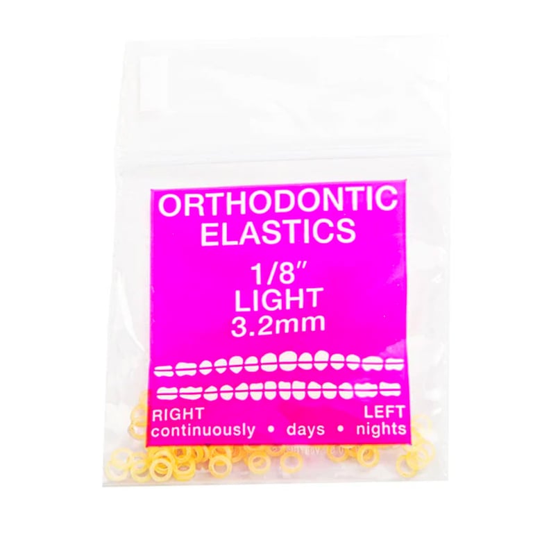 JMU Orthodontic Latex Elastics, Light 1/8", Yellow, 100/Bag | Net32