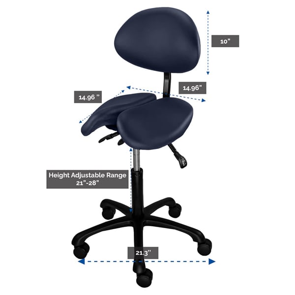 JMU Dental Ergonomic Saddle Stool Split Seat Navy Blue | Net32