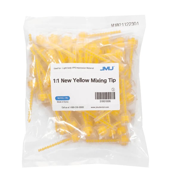 JMU Dental 1:1 Impression New Mixing Tips, Light body, Yellow, 50/Pk ...