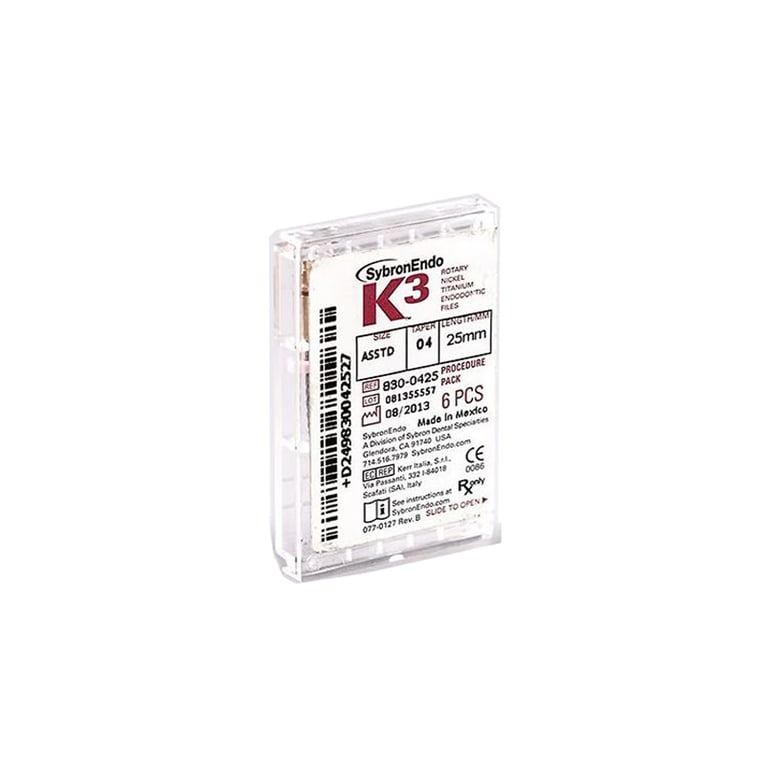 K3 Rotary Files K3 .04 Taper, 25 mm Procedure Pack. Pack Contains: 1 ea ...