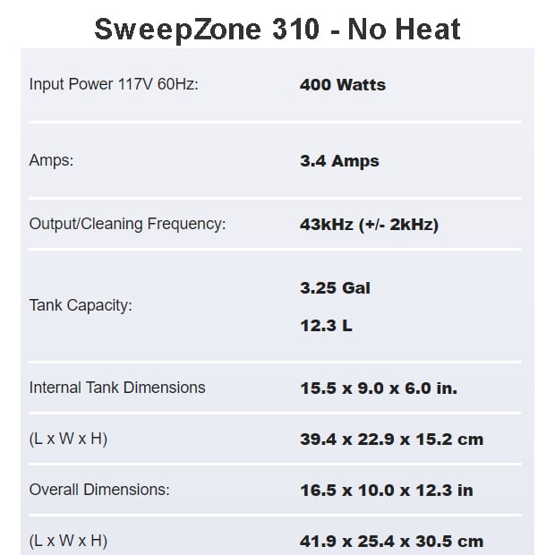 SweepZone 310 - 3.25 Gal Ultrasonic Cleaner w/PWM, Digital Timer - No ...