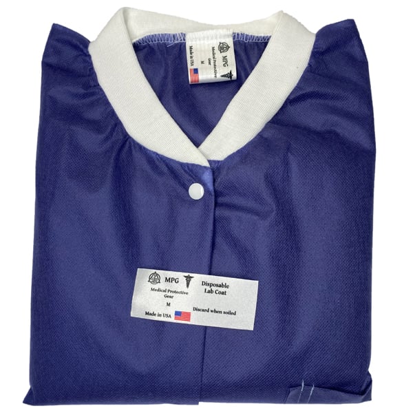 MPG Disposable Lab Coats, Purple, Medium, 10/Bx. Made in USA. | Net32