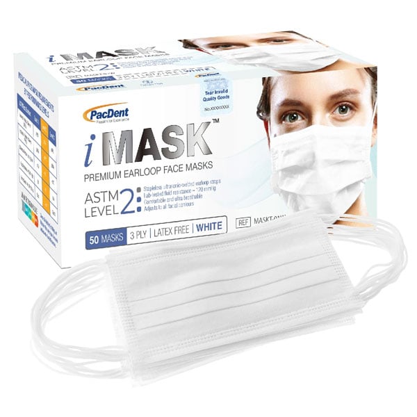 iMask Ear-Loop Masks, White, 50/Box. | Net32