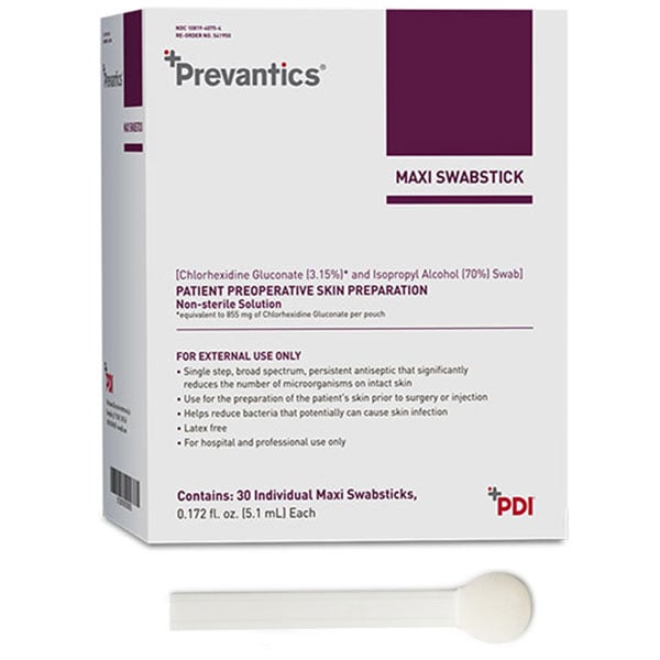 Prevantics Maxi Swabstick, 3.25" x 8", 30/Box. 3.15% (w/v ...