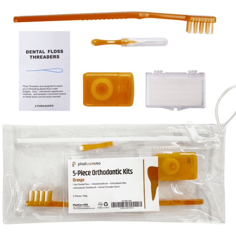 plastcareusa Orthodontic 5 Piece Patient Travel Kit, Orange, Single Kit ...