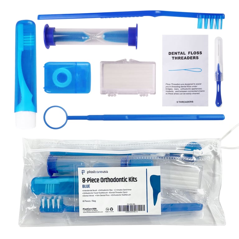 plastcareusa Orthodontic 8 Piece Patient Travel Kit, Blue, Single Kit ...
