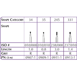 Hybrid Points FG #331 Diamond Bur 6/Pk. Regular Grit, Pear shaped | Net32