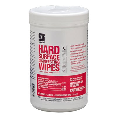 Spartan Hard Surface Disinfecting Wipes 7" x 8", Case of 6 - 125 Wipes ...