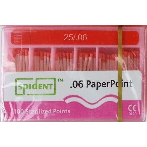 Spident Absorbent Paper Points - #25, Taper size 0.06, ISO Standardized, Color | Net32