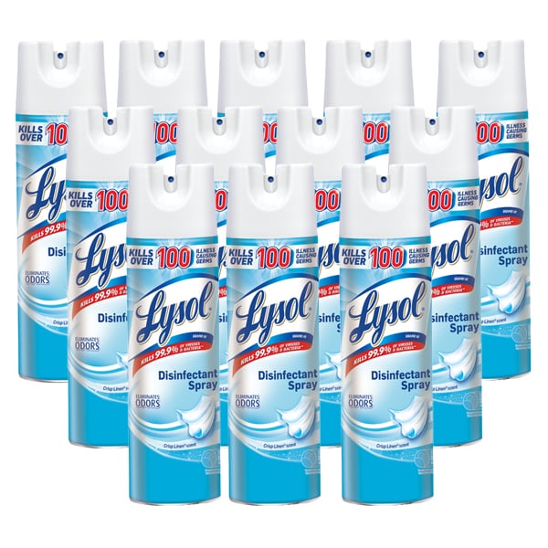 Lysol Disinfectant Spray, Crisp Linen Scent, Case of 12 x 19oz Cans | Net32