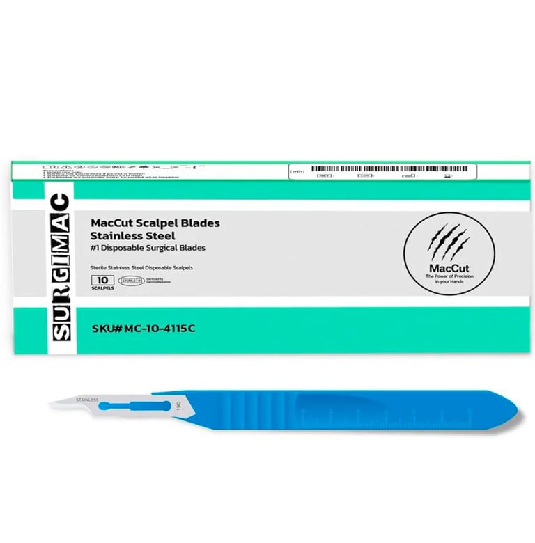 MacCut #15C Sterile Stainless Steel Surgical Scalpel Blade with Plastic ...