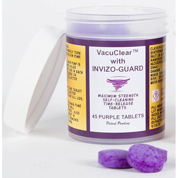 VacuClear Vacuum Line Maintenance Tablets, 45/Jar. With added Invizo ...