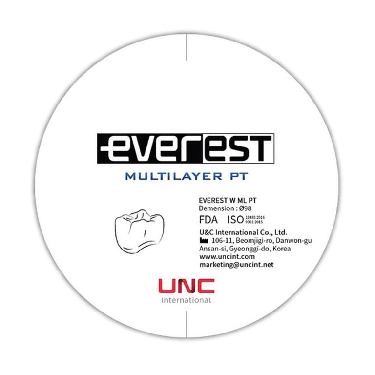 Everest Multilayer PT Zirconia Block, Shade A1, Size Ø98 x 16mm, Single ...