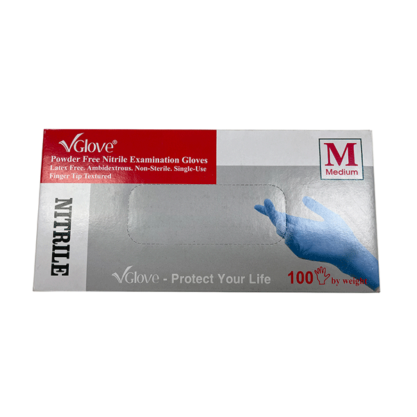 VGlove Nitrile Exam Gloves, Powder-Free, Medium, Blue, 100/Box | Net32