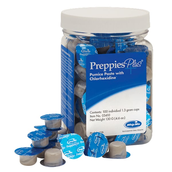 Preppies Plus pumice paste with 2.0% CHG. 100 x 1.3gram/Jar. Single use ...