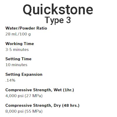 Quickstone Buff Laboratory Model Stone Gypsum, 33lbs Bulk Pack. ISO ...