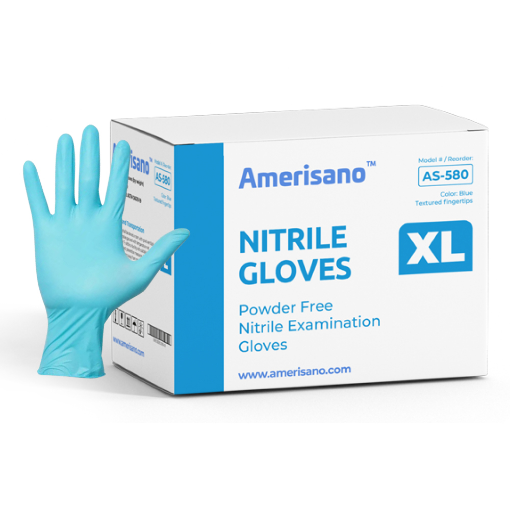 Amerisano Thin-Flex Nitrile Exam Gloves, Powder Free, X-Large, Blue ...