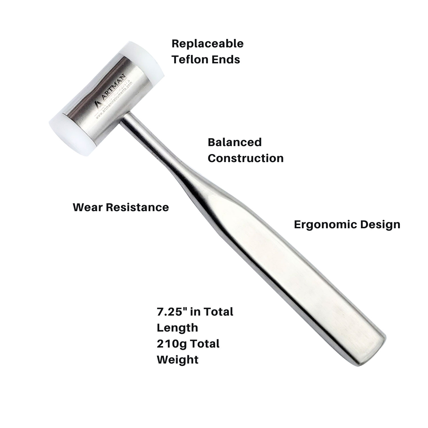 Artman Instruments Surgical Mallet with Teflon Coated Head, Single ...