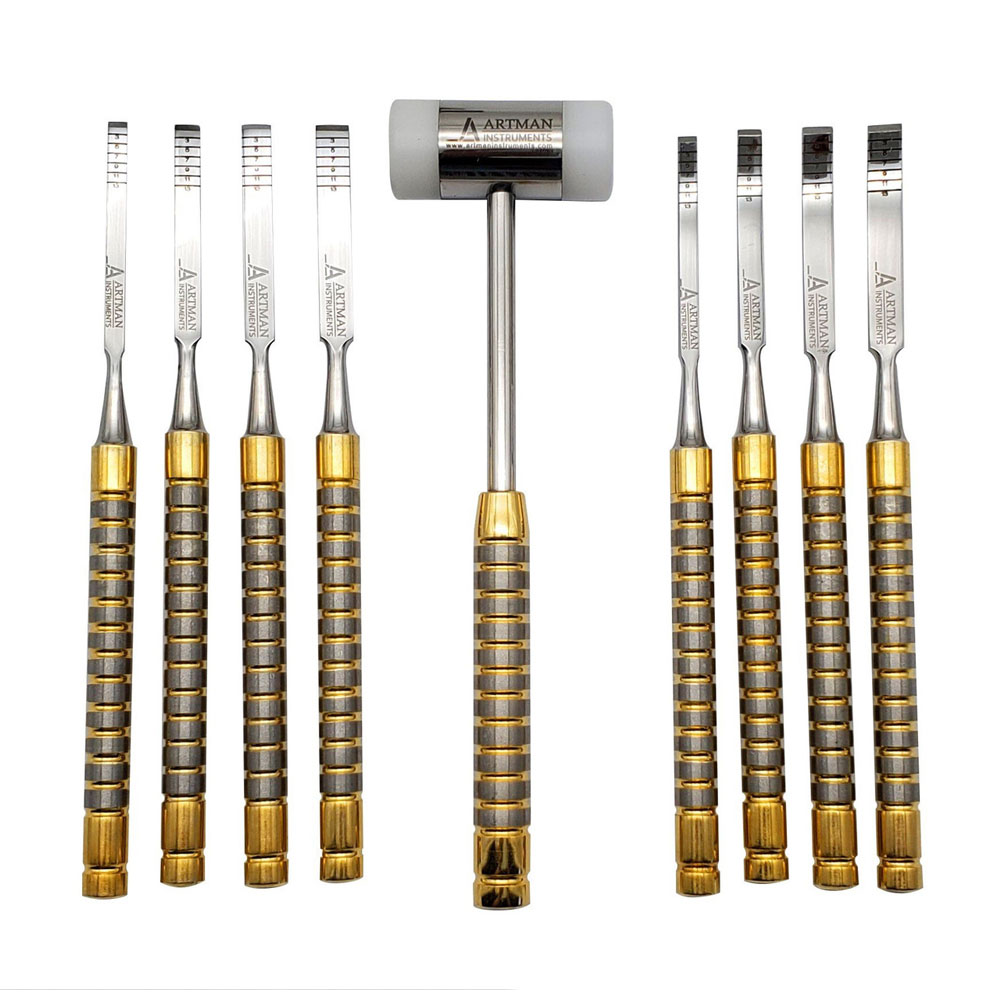 Artman Instruments Chisels & Mallet for Bone Splitting, Set of 9 ...