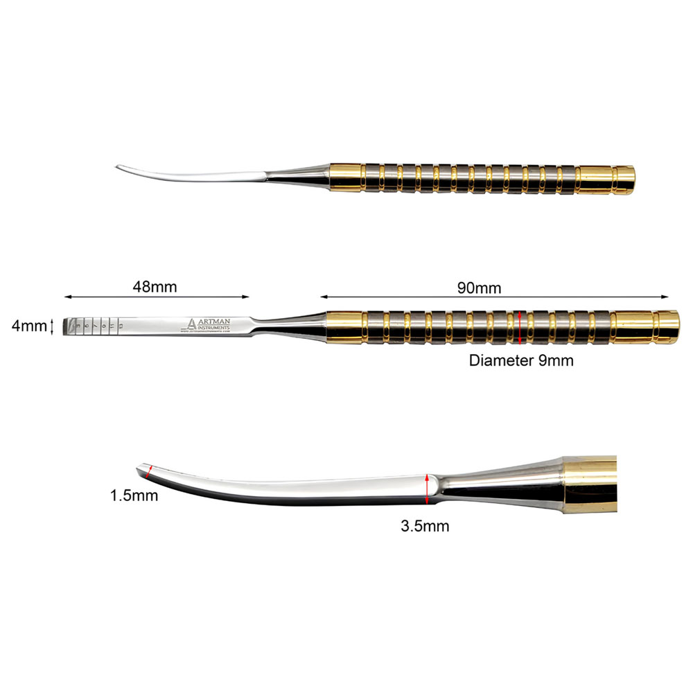 Artman Instruments Curved Chisel for Bone Splitting, 4 mm, Single ...
