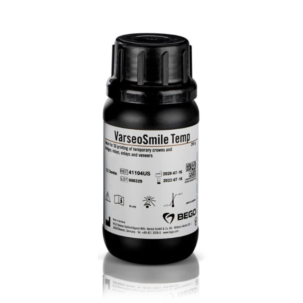 VarseoSmile Temp 3D Printing Resin, Light-cure, C2, 250 Gm. Bottle | Net32