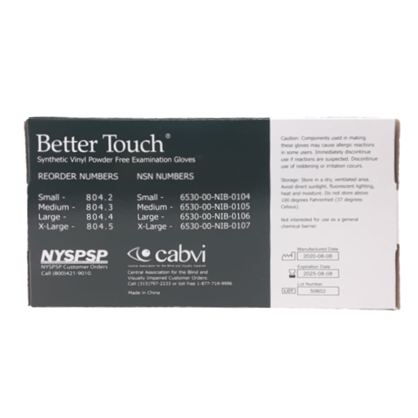 Better Touch Synthetic Vinyl Examination Gloves LARGE 10x 100/Bx ...