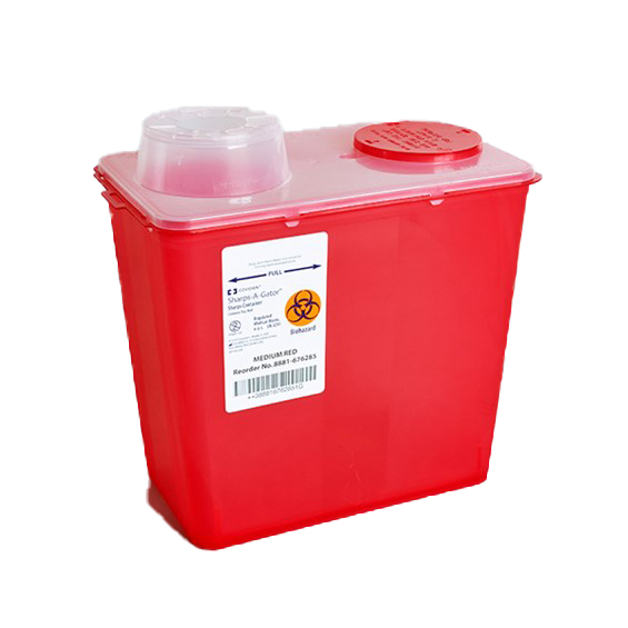 red sharps bin