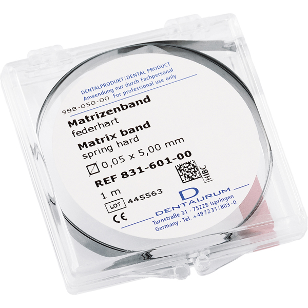 Dentaurum Matrix Band, Spring Hard, 0.05 mm Thick, 5.00 mm Wide, 1 m ...