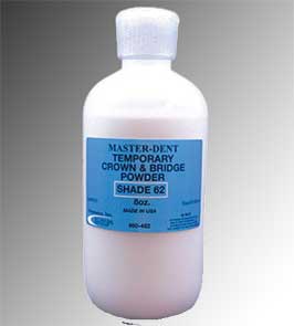 Master-Dent Temporary Crown and Bridge Powder - #62 shade, Self-Cure, 8 ...