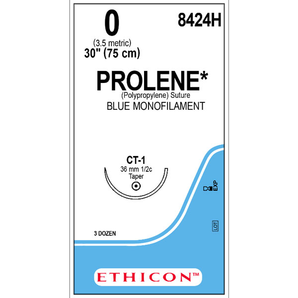 Ethicon Prolene 0, 30" (75 cm) Polypropylene Non-Absorbable, Blue Suture | Net32