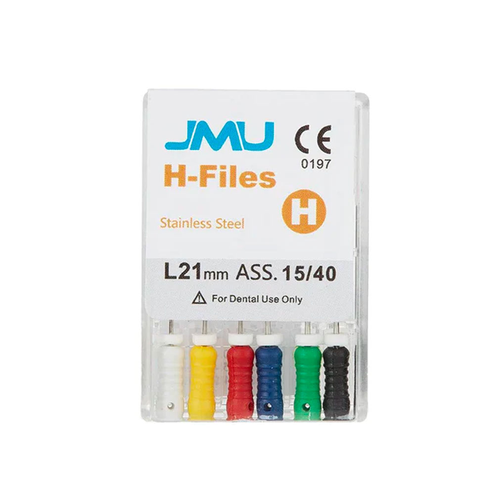 JMU Dental Endodontic Root Canal H Files, 21 mm, 15#-40#, 6/Pk. High ...