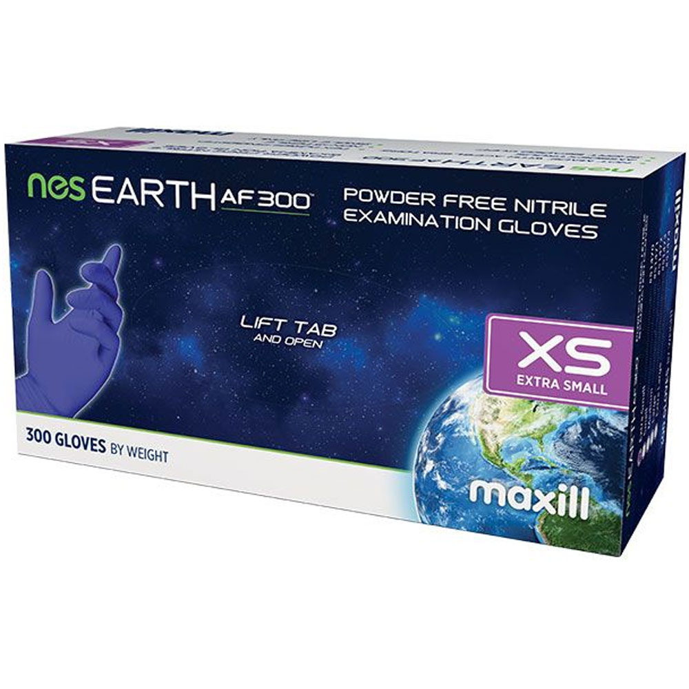 nes EARTH AF Powder Free, Thin Nitrile Exam Gloves, X-Small, Blue, 300 ...