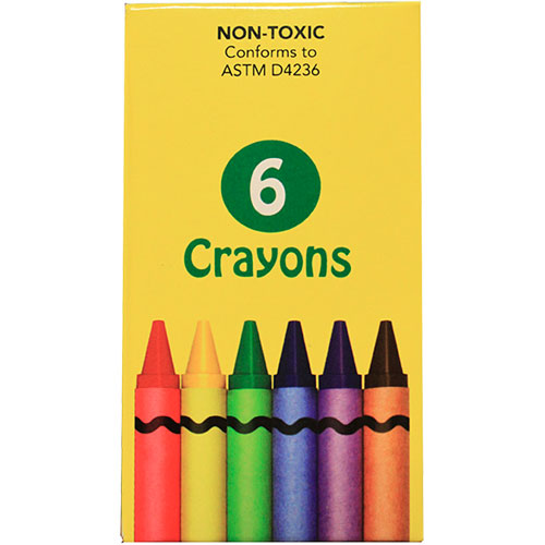 New World Imports 6-Pack Crayons, 36/bx, 10 bx/cs. Non-toxic 3.5" long ...