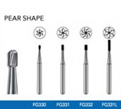 Pac-Dent FG #330 SS (short shank) Pear shaped Carbide Bur, clinic pack ...