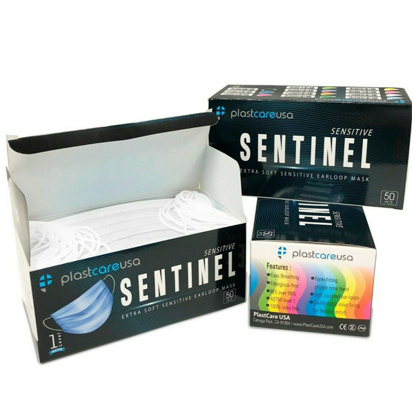 plastcareusa ASTM Level 1 Ear-Loop Face Mask, BFE/PFE ≥ 95%, White, 50 ...