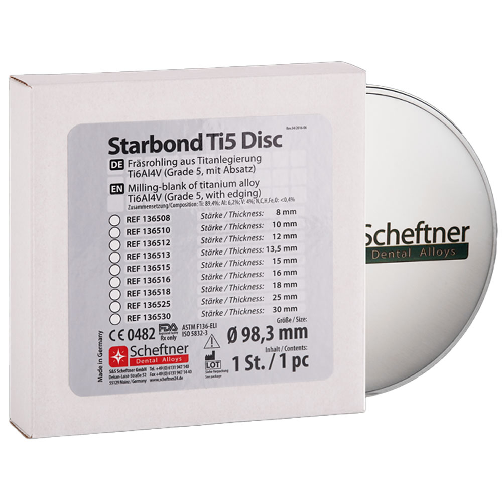 Starbond Ti5 Disc Grade 5 Titanium Milling Disc, Size 98mm x 12mm ...