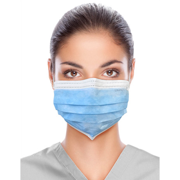 Uniguard Premium ASTM Level 1 Earloop Mask 3-Ply, BLUE 50/Pk. Nose&Chin ...