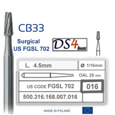 DS4 Burs FG #702 Surgical Tapered Fissure Cross Cut Carbide Burs, Pack ...